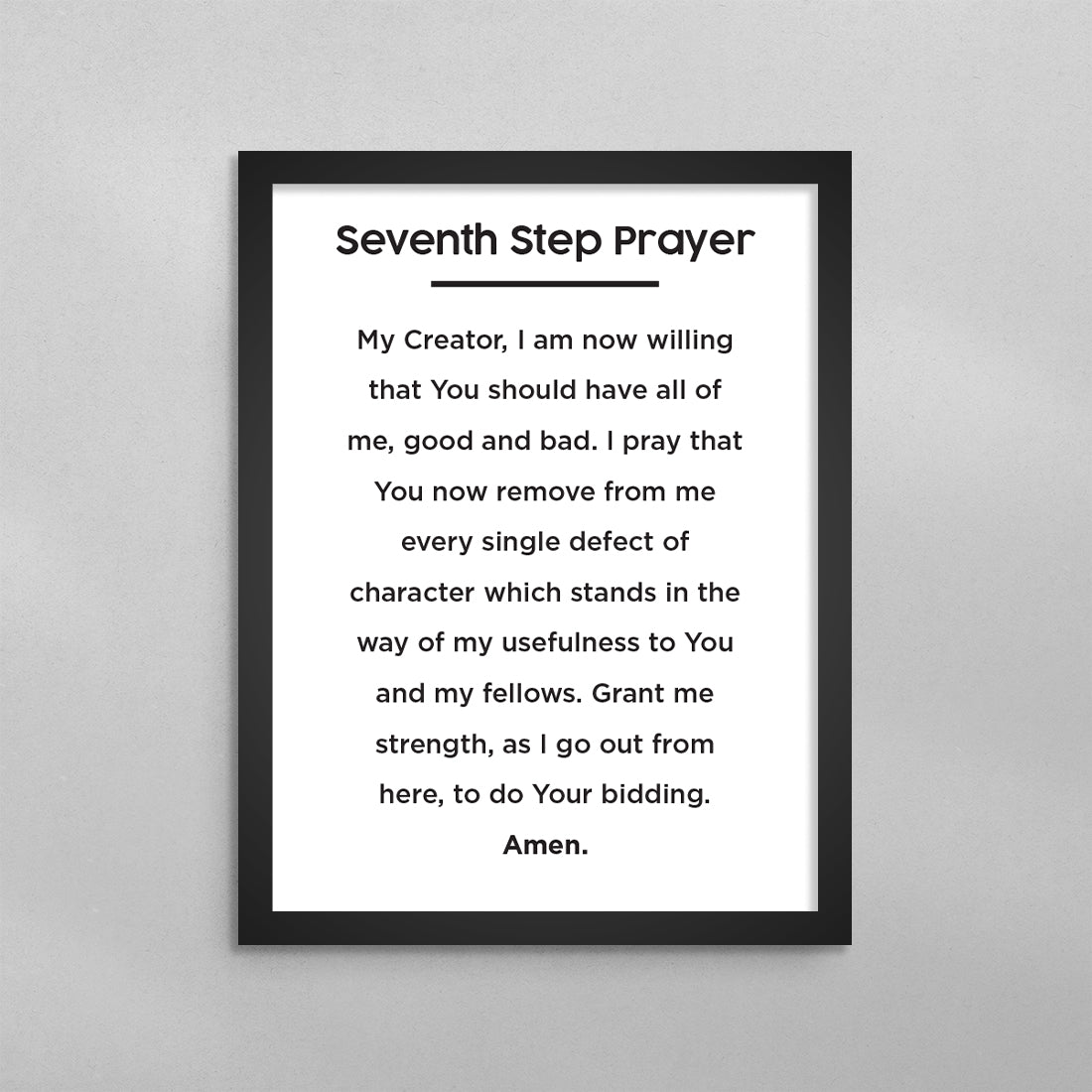 7th Step Prayer Minimal Poster - Addiction Recovery Wall Art Print ...