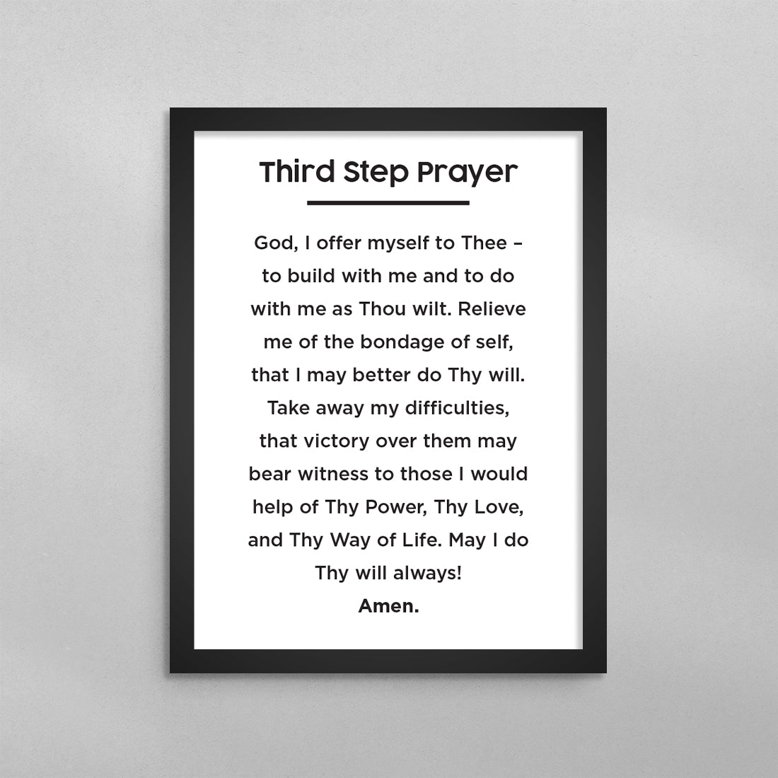 3rd Step Prayer Minimal Poster - Addiction Recovery Wall Art Print ...