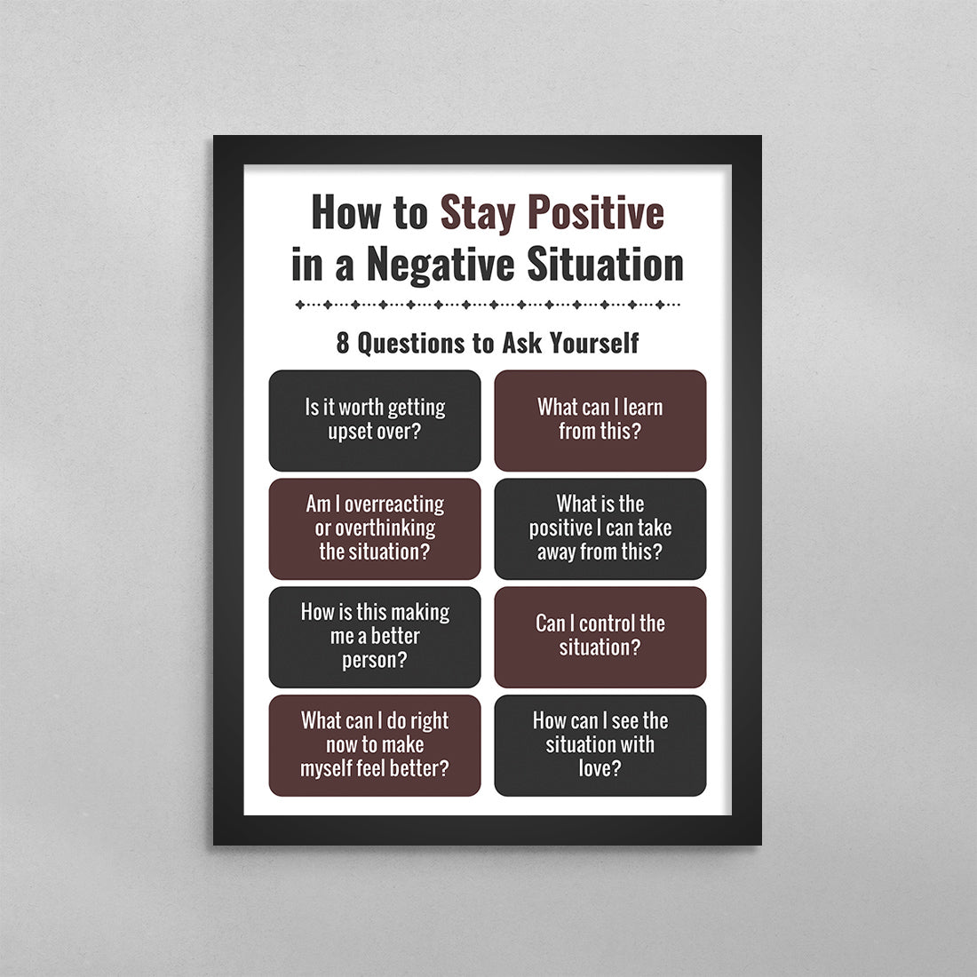 How To Stay Positive In a Negative Situation Poster - Mental Health ...